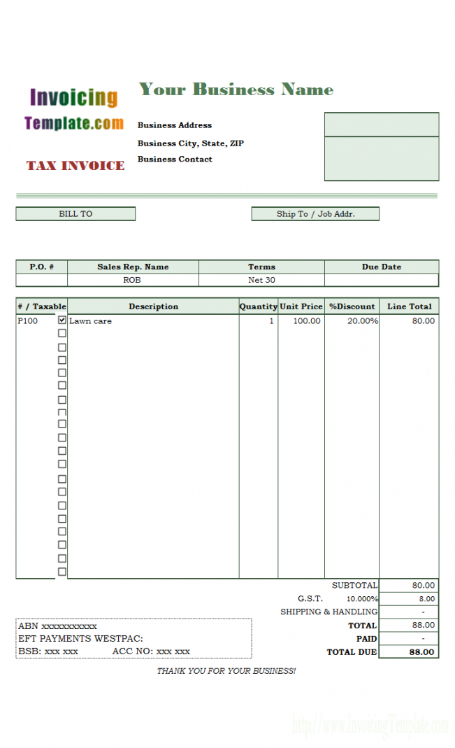 Lawn Service Receipt Template EmetOnlineBlog