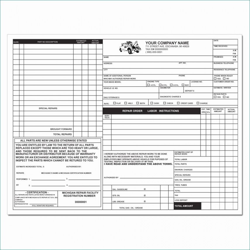 Auto Service Receipt Template EmetOnlineBlog