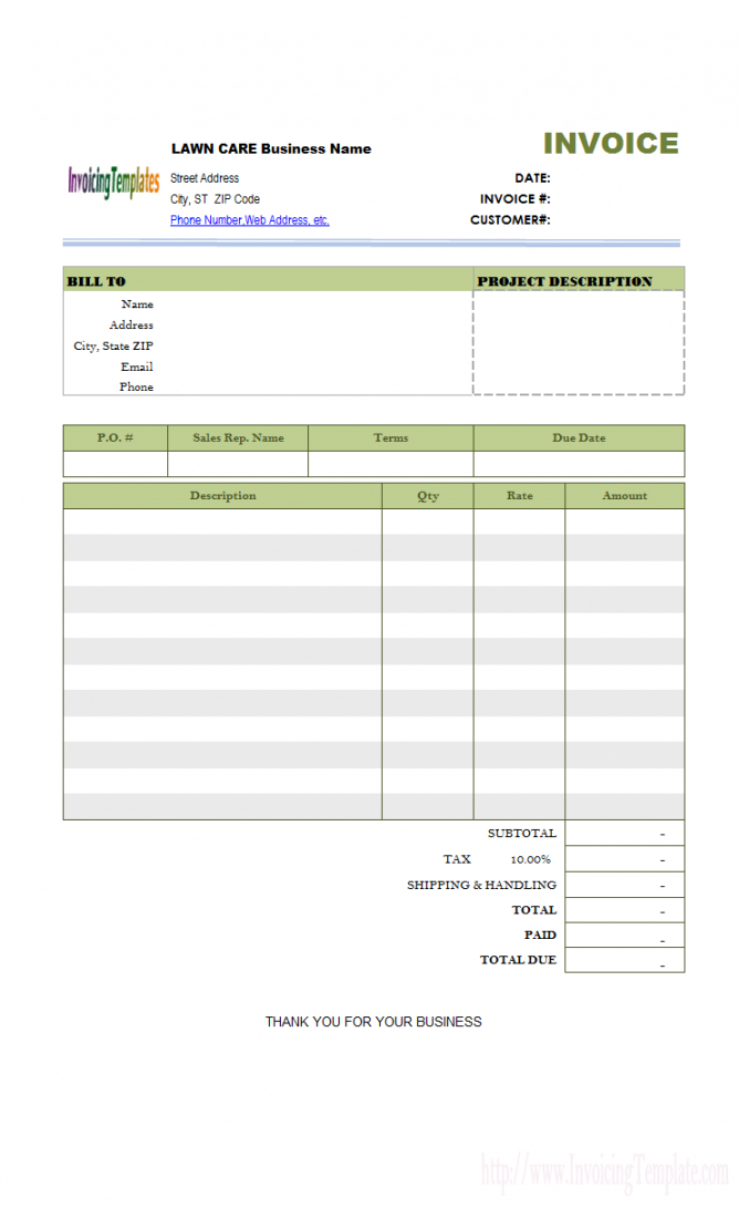Lawn Service Receipt Template EmetOnlineBlog