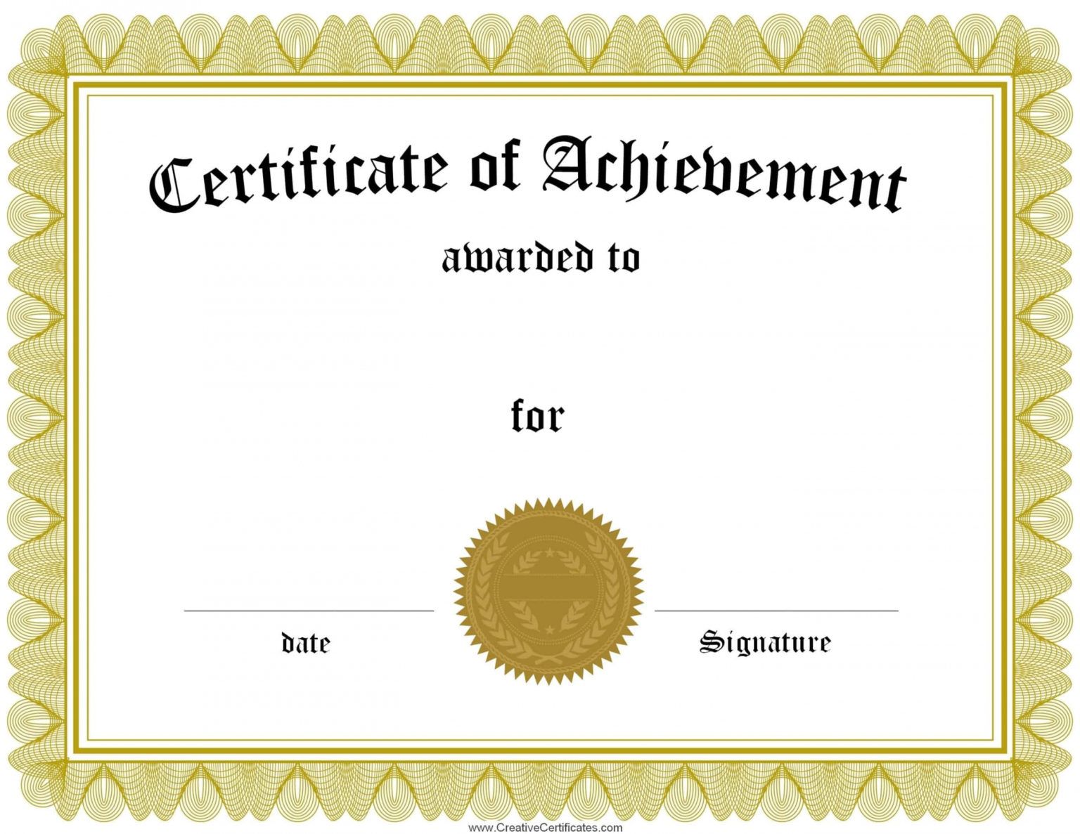 Free Customizable Certificate Of Achievement Lifetime Achievement Award