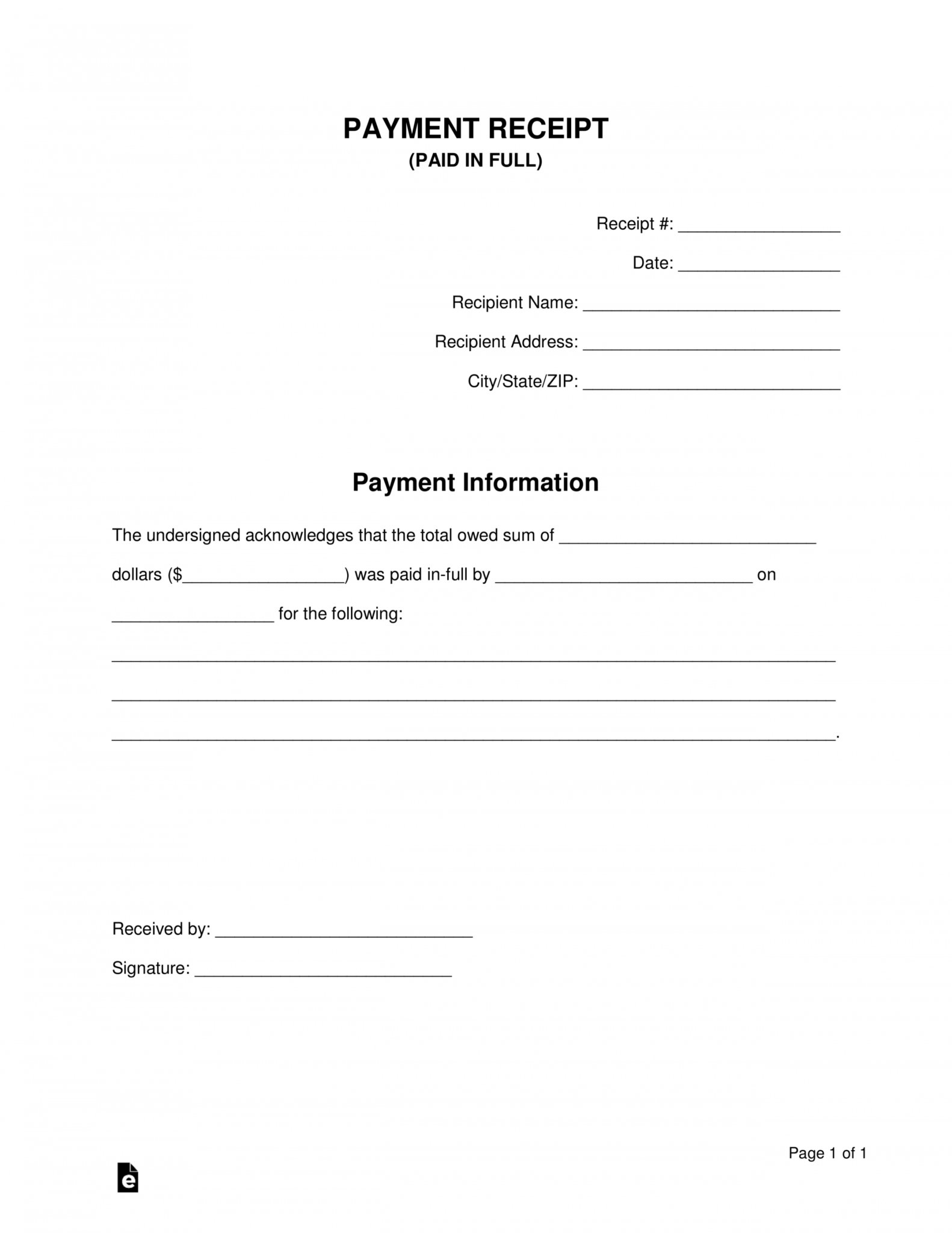 Editable Paid Infull Receipt Template Eforms Free Fillable Forms Editable Paid Infull Receipt Template Eforms Free Fillable Forms
