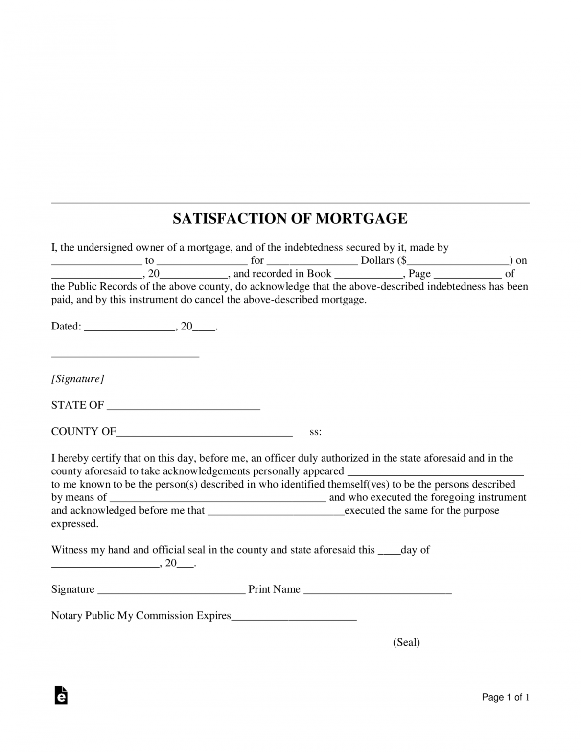 Editable Free Mortgage Lien Release Satisfaction Of Mortgage Form ... Editable Free Mortgage Lien Release Satisfaction Of Mortgage Form ...
