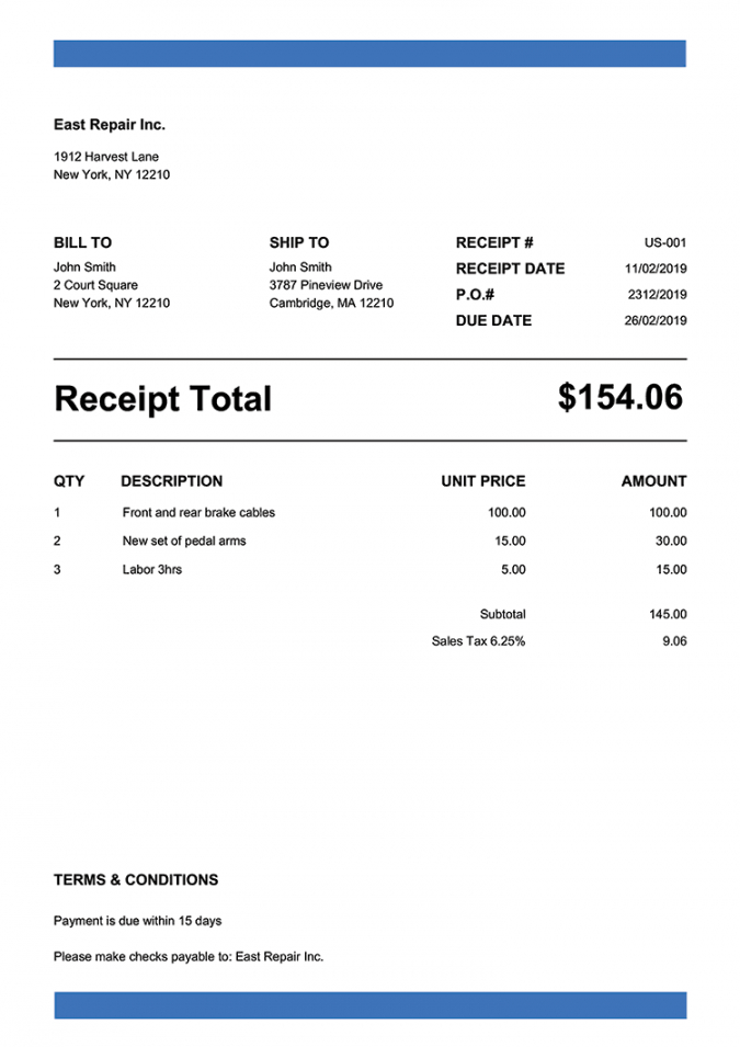 Editable 100 Free Receipt Templates Print & Email Receipts As Pdf Oil ...