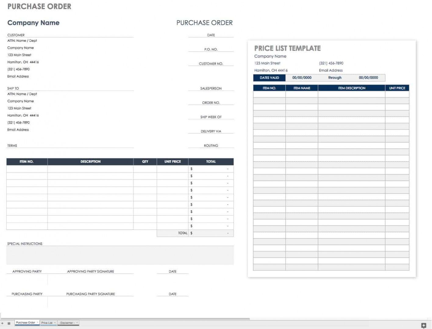 Editable Free Purchase Order Templates Smartsheet Purchase Order ...